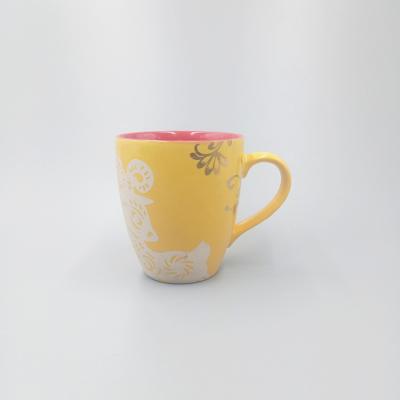 China BV Certified 10cm Stoneware Coffee Mugs Double Color Glazed 1280 Degree Fired for sale