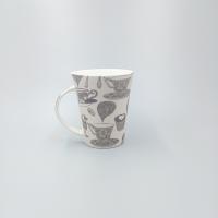 China 10oz Matte Decal White Glazed V-Shaped Ceramic Coffee Mug for sale