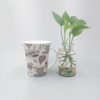 China 10oz Matte Decal White Glazed V-Shaped Ceramic Coffee Mug for sale