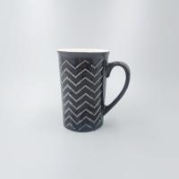 China 16oz Brown Glazed Silk-Screen Ceramic High Cylinder Coffee Mug for sale