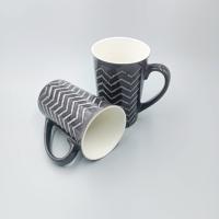 China 16oz Brown Glazed Silk-Screen Ceramic High Cylinder Coffee Mug for sale
