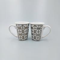 China 9oz embossed pattern Ceramic  Mug Promotional Silk Screen Drinkware Type Mug for sale