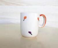 China Orange Promotional 170ml Stoneware Coffee Mug 6 Oz Cappuccino Cup with Handle for sale