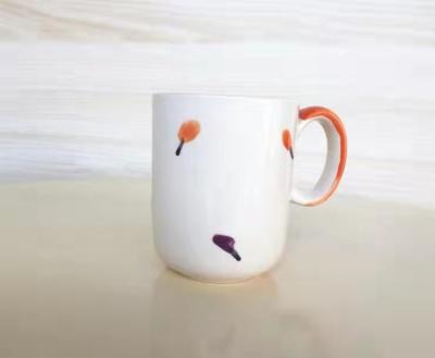 China Orange Promotional 170ml Stoneware Coffee Mug 6 Oz Cappuccino Cup with Handle for sale