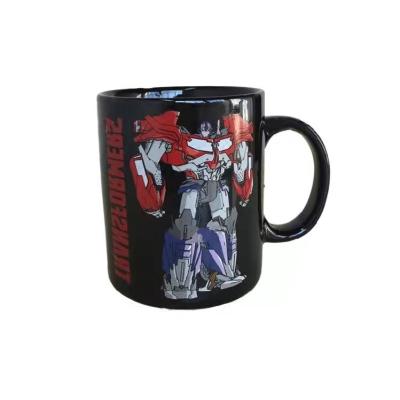 China 12 Oz Black Glazed Stoneware Ceramic Coffee Mug Printing Ultraman for sale