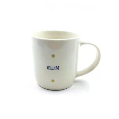 China SGS Approved AB Grade White Ceramic Travel Mug 13oz Decal Printing for Coffee Tea for sale