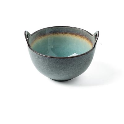 China Biauricular Ice Crackle Glaze Ceramic Bowl 5.5 Inches for Restaurant Use for sale