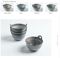 China Biauricular Ice Crackle Glaze Ceramic Bowl 5.5 Inches for Restaurant Use for sale