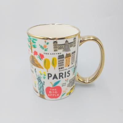 China Custom Electroplating Decal Ceramic Mugs 14oz Eco-Friendly New Bone China for sale