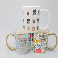 China Custom Electroplating Decal Ceramic Mugs 14oz Eco-Friendly New Bone China for sale