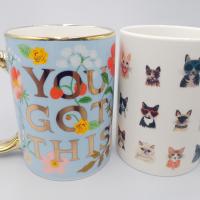 China Custom Printed Gold Ceramic Coffee Mugs Temperature Resistant 14oz for sale