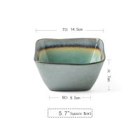 China 5.5 Inch Square Ice Cracked Glaze Ceramic Salad Bowl Durable Stoneware for Custom OEM for sale