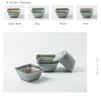China 5.5 Inch Square Ice Cracked Glaze Ceramic Salad Bowl Durable Stoneware for Custom OEM for sale