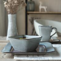 China 5.5 Inch Square Ice Cracked Glaze Ceramic Salad Bowl Durable Stoneware for Custom OEM for sale