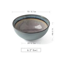 China Retro Ice Crackle Glaze Ceramic Pasta Noodle Soup Bowl 6.2 Inches Stoneware for sale