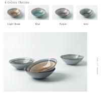 China 7.5 Inch Colorful Ice Crackle Glaze Ceramic Bowl Irregular Shape for Noodle Soup for sale
