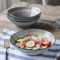 China 7.5 Inch Colorful Ice Crackle Glaze Ceramic Bowl Irregular Shape for Noodle Soup for sale