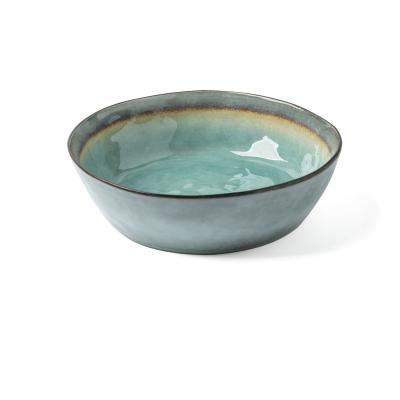 China 10.5 Inch Ice Crackle Glaze Ceramic Ramen Soup Bowl Stoneware 3 Inch Depth for sale