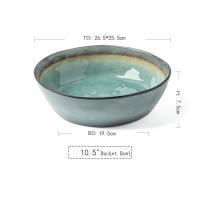 China 10.5 Inch Ice Crackle Glaze Ceramic Ramen Soup Bowl Stoneware 3 Inch Depth for sale