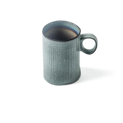 China Irregular Ice Crackle Ceramic Glaze Milk Coffee Round Mug With Handle for sale