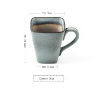 China Square Crackle Ceramic Glaze Flared Lip Mug For Drinking Iced Coffee for sale