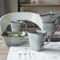 China Square Crackle Ceramic Glaze Flared Lip Mug For Drinking Iced Coffee for sale