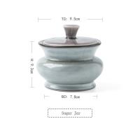 China Modern Kitchen Grey Ceramic Food Storage Jars Unique Glazed For Sugar for sale