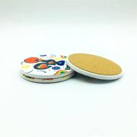 China Round Absorbent Ceramic Drink Coasters Stain Resistant for sale