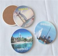China Round Absorbent Ceramic Drink Coasters Stain Resistant for sale