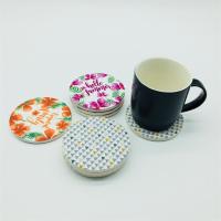 China Vibrant Floral Design Drink Absorbent Ceramic Coasters With Cork Back for sale