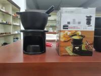 China Ceramic Cast Iron Burner Cheese Chocolate Fondue Set Black for sale