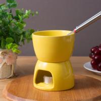 China Porcelain Custom Yellow Mini Ceramic Fondue For Cheese Chocolate for sale