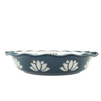 China Earthenware Round Baking Pan 27cm Cake Pie Dish Customizable Color Pattern for sale