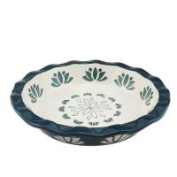 China Earthenware Round Baking Pan 27cm Cake Pie Dish Customizable Color Pattern for sale