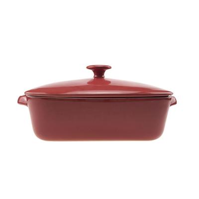 China Rectangular Ceramic Casserole Dish Set 24x18.8cm Bakeware with Lid Oven Safe for sale