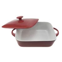 China Rectangular Ceramic Casserole Dish Set 24x18.8cm Bakeware with Lid Oven Safe for sale