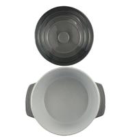China Restaurant Round Ceramic Fondue Pot With Two Handles for sale