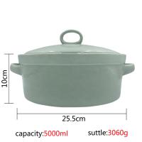 China Green Nordic Ceramic Soup Pot Cookware Casseroles With Lid for sale