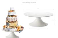 China White Round Ceramic Cheese Wedding Cake Stand Custom Size 500pcs MOQ for sale