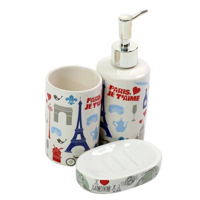 China Custom Glazed Decal Ceramic Set for Bathroom OEM Food Grade Safe 1000 Set MOQ for sale