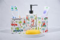 China Custom Decal Glaze Ceramic Bathroom Accessories Set 4 Piece Food Grade for sale