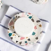 China Marbling Design Ceramic Bath Accessory Set Gilt Edged Decal Glazed for sale