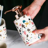 China Marbling Design Ceramic Bath Accessory Set Gilt Edged Decal Glazed for sale