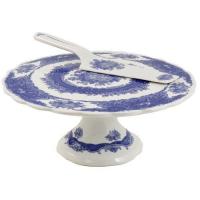 China Custom Blue White Porcelain Cake Stand Ceramic Plate 1000pcs MOQ OEM for sale