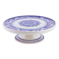 China Custom Blue White Porcelain Cake Stand Ceramic Plate 1000pcs MOQ OEM for sale