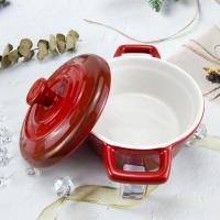 China Single Servings Mini Casserole Pot Soup Bowl Ceramic Cocotte With Lid for sale