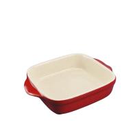 China Fantastic Brownies Cake Ceramic Bakeware Square Pan With Double Handle for sale