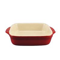 China Fantastic Brownies Cake Ceramic Bakeware Square Pan With Double Handle for sale