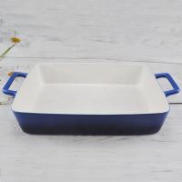 China Ceramic Rectangular Bakeware Casserole Dish Oven Baking Pan Set 3 Sizes 500F for sale
