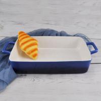 China Ceramic Rectangular Bakeware Casserole Dish Oven Baking Pan Set 3 Sizes 500F for sale